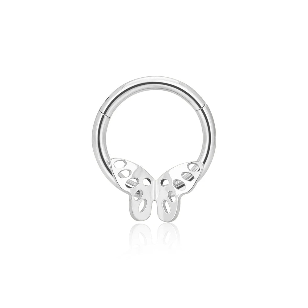 Butterfly septum ring titanium butterfly wings butterfly nose piercing ...