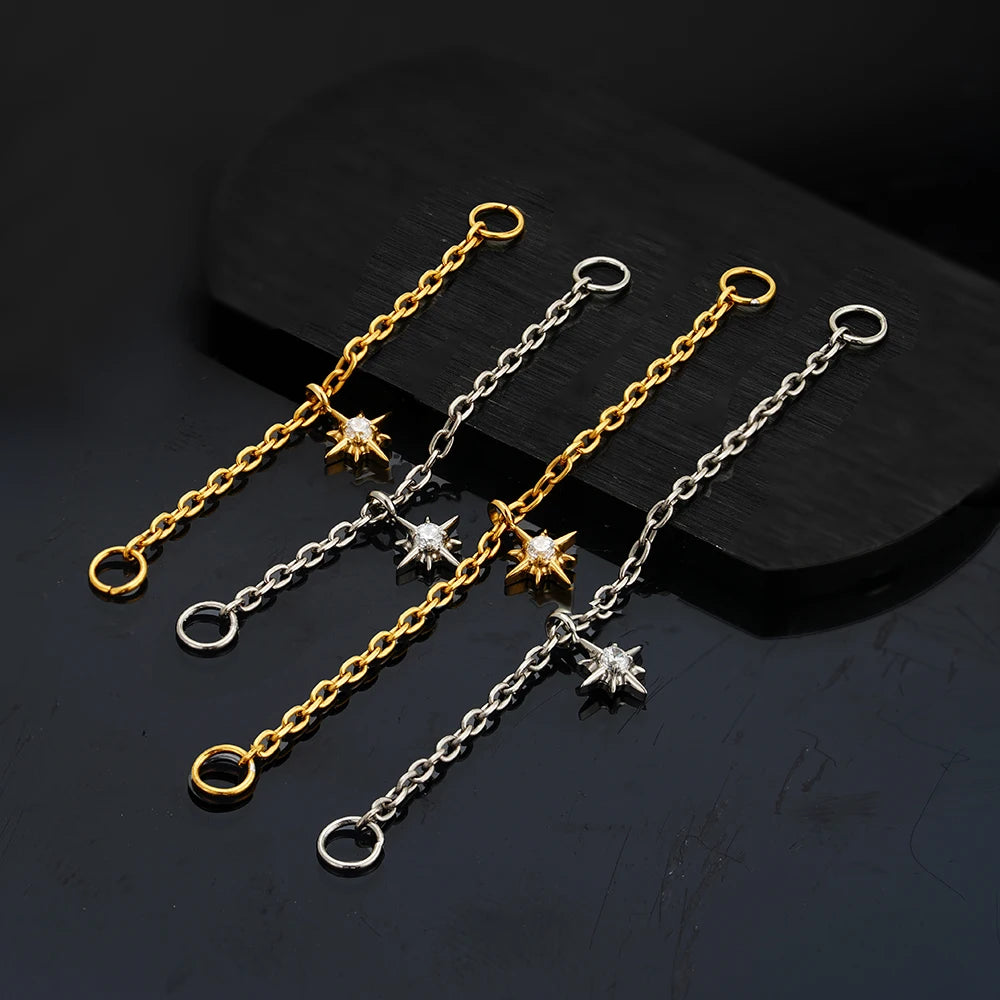 Industrie-Piercing-Kette mit einem hängenden Stern 30mm 40mm Nasenkett ...