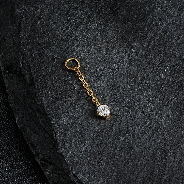 Ear piercing chain simple and tiny with a clear diamond cz stone ...