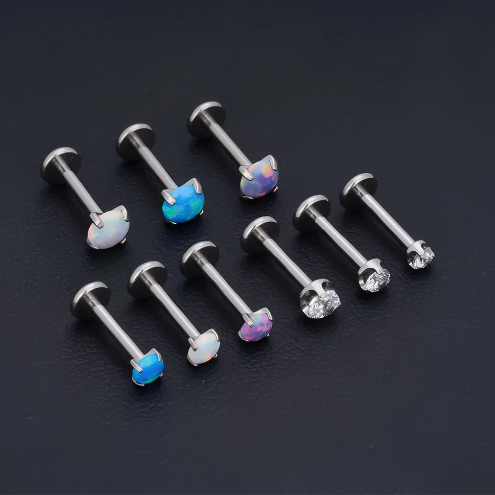 Opal medusa piercing with white blue purple opal cute and tiny titaniu ...