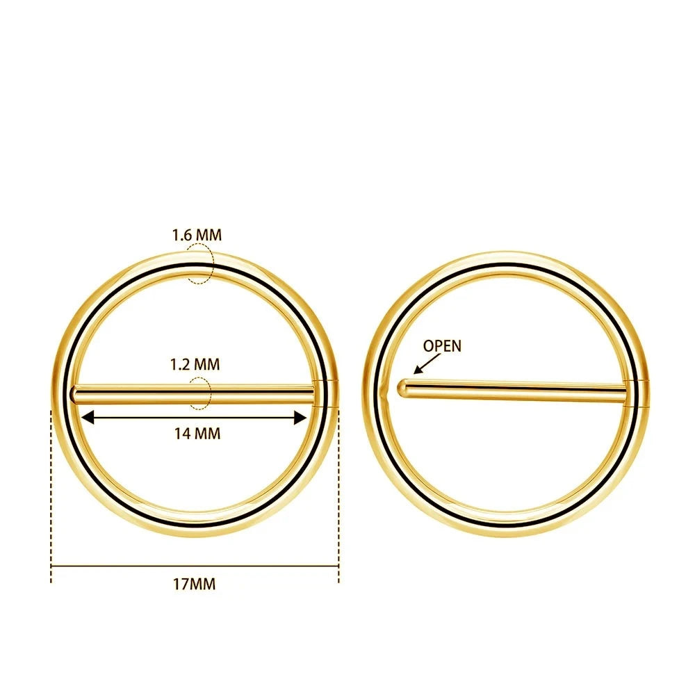 Round nipple rings minimalist and dainty titanium nipple ring bar silv ...