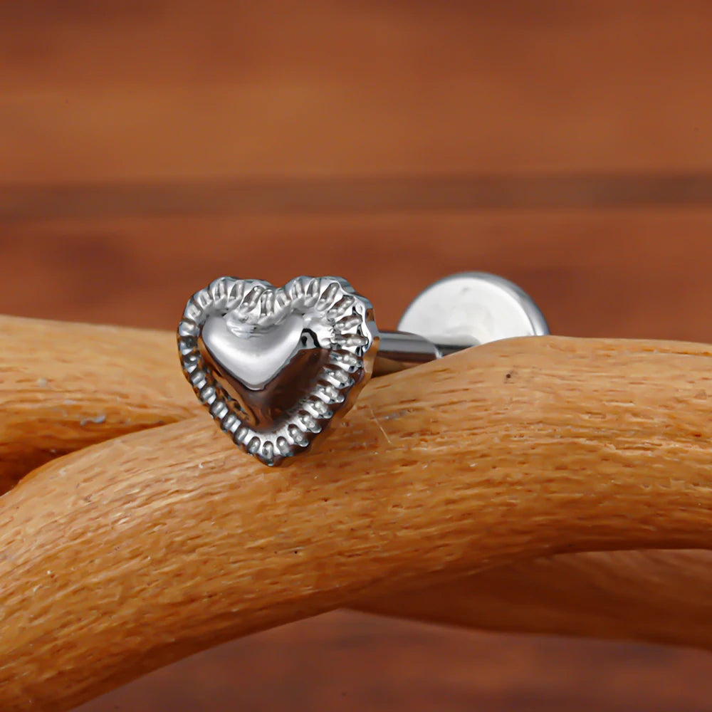 Heart medusa piercing in gold and silver cute titanium lip stud nose s ...
