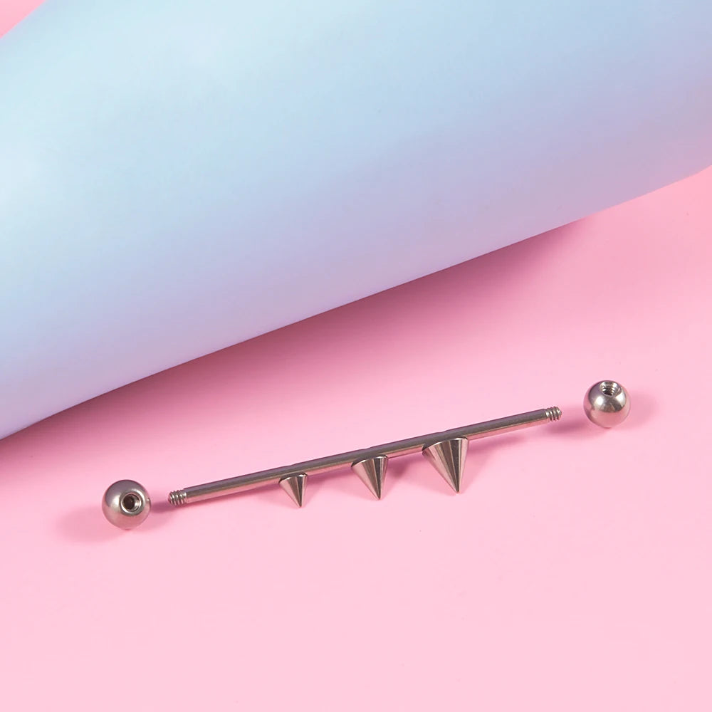 Spike industrial piercing cool industrial piercing with 3 spikes 14G 3 ...
