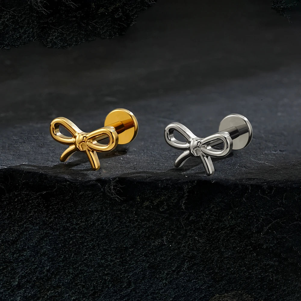 Strik neuspiercing klein en eenvoudig titanium vlinder strik labret st ...