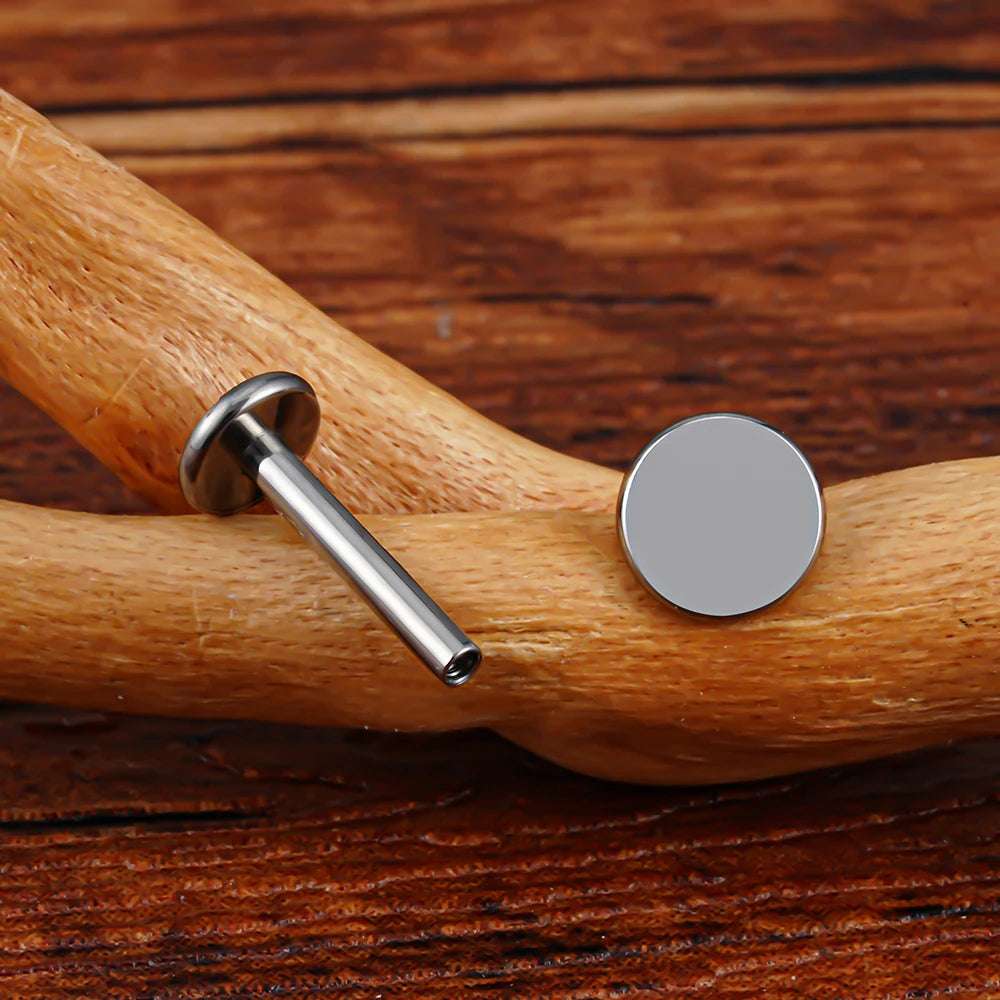 Flat disc nose stud gold and silver titanium stud earring helix pierci ...