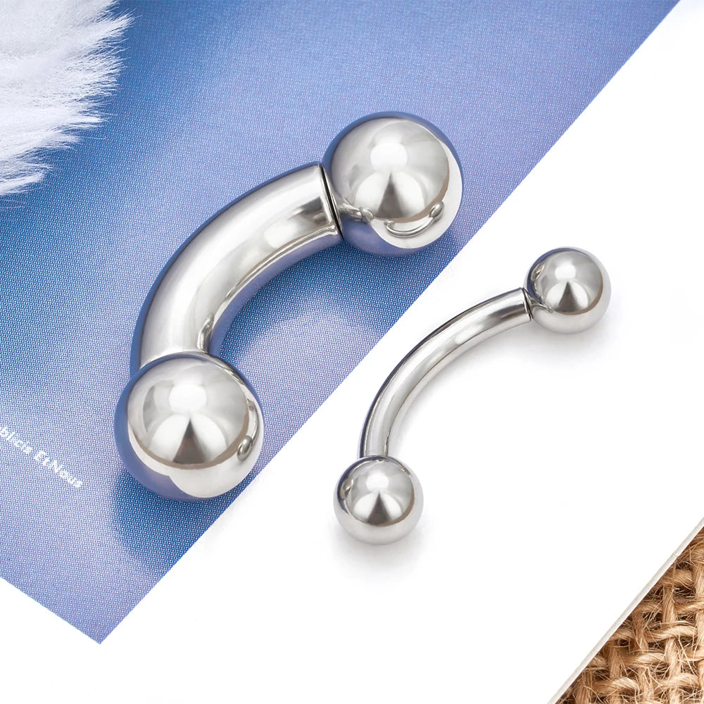 Large gauge ear piercing curved barbell titanium conch piercing 0G 2G ...