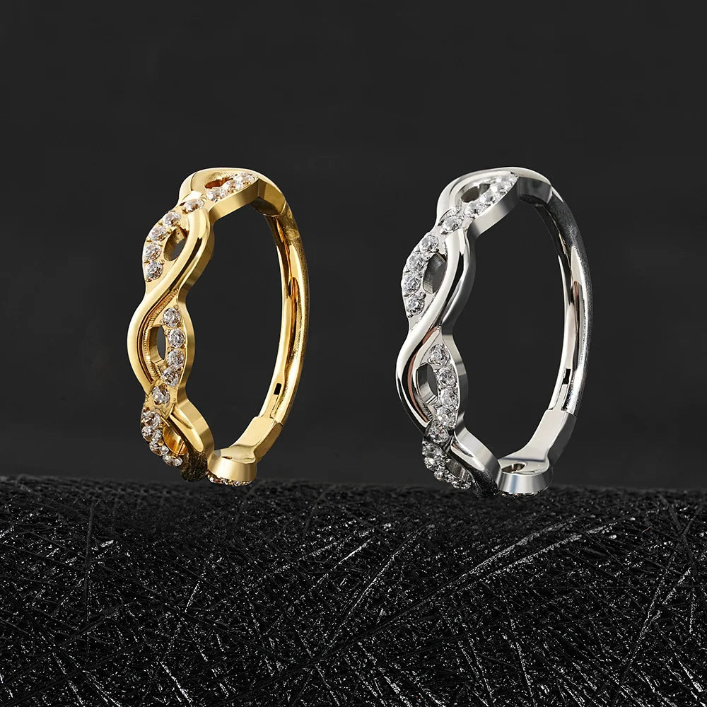 Twist hoop earring with clear cz stones twisted rope earring – Ashley ...