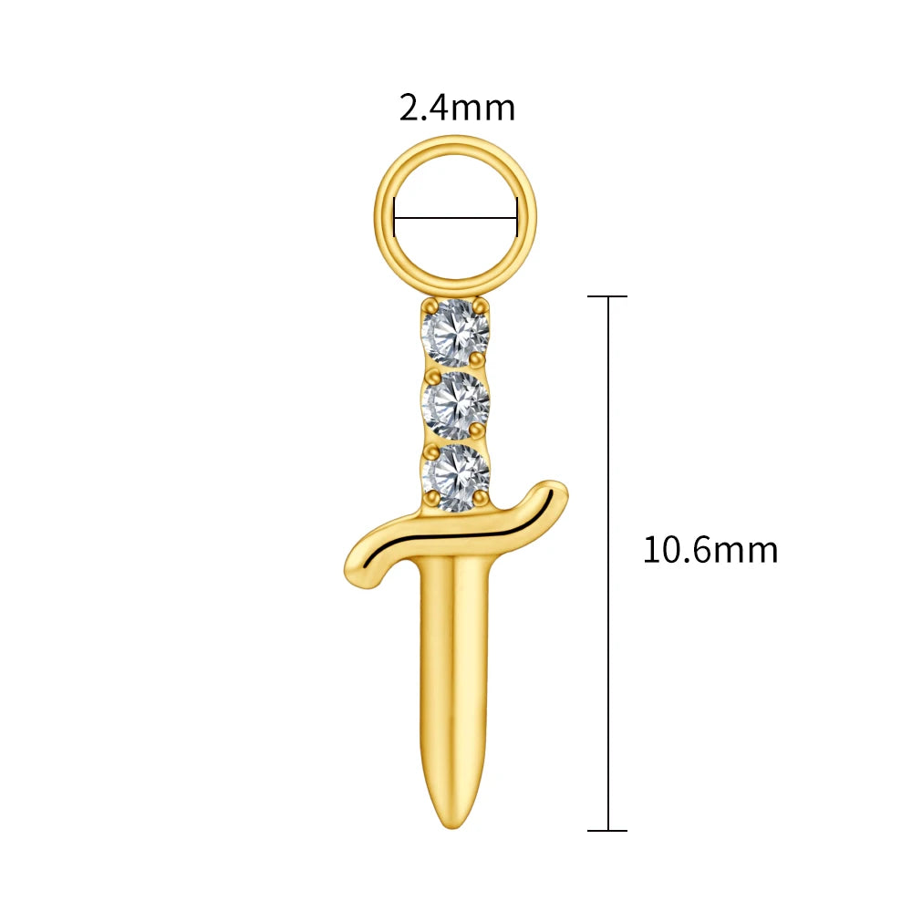 Rook piercing charm with a knife earring charm nose piercing charm ...