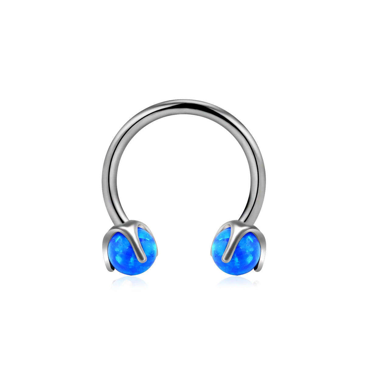 Snake bite hoop piercing with opal 16G titanium horseshoe barbell blue ...