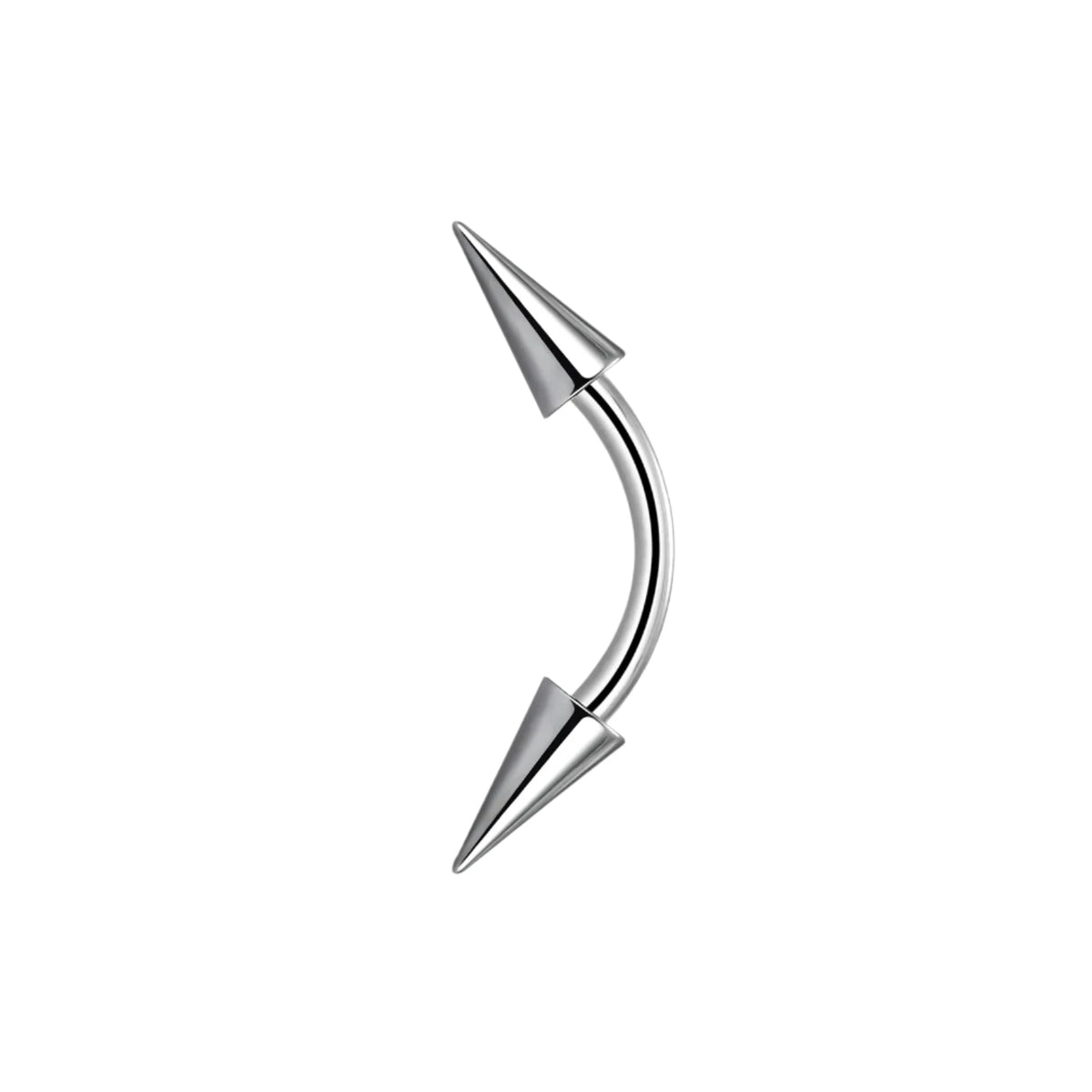 Curved barbell with two long spikes angel fangs jewelry eyebrow pierci ...