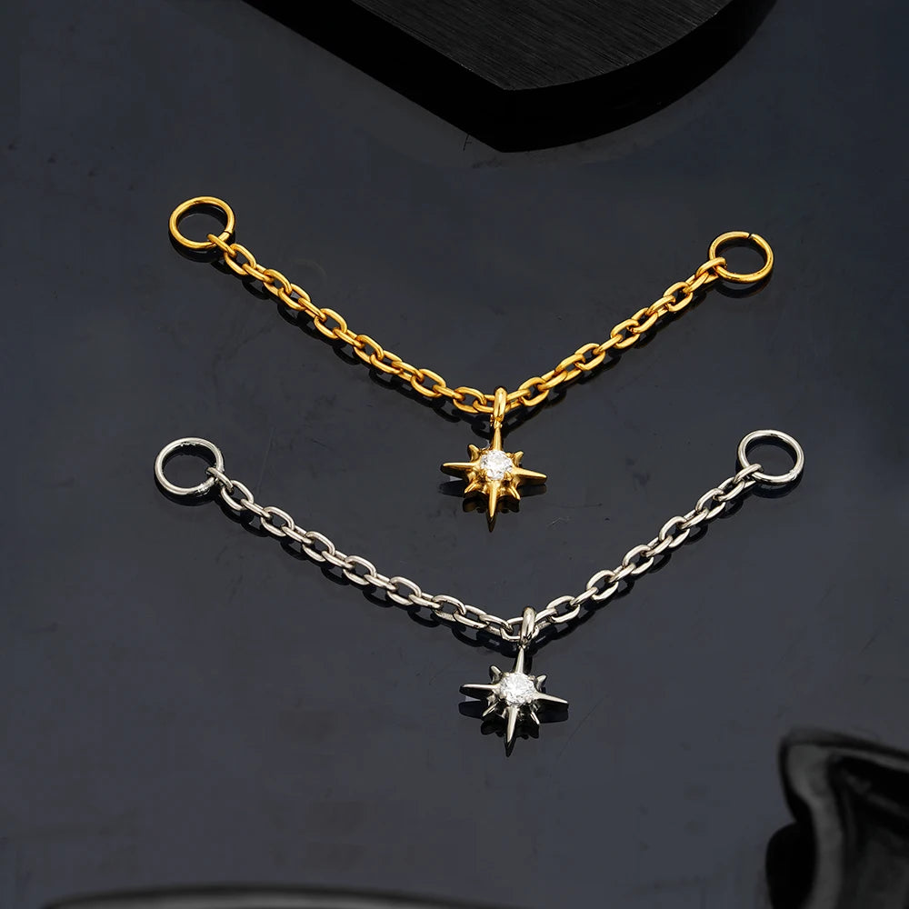 Industrie-Piercing-Kette mit einem hängenden Stern 30mm 40mm Nasenkett ...