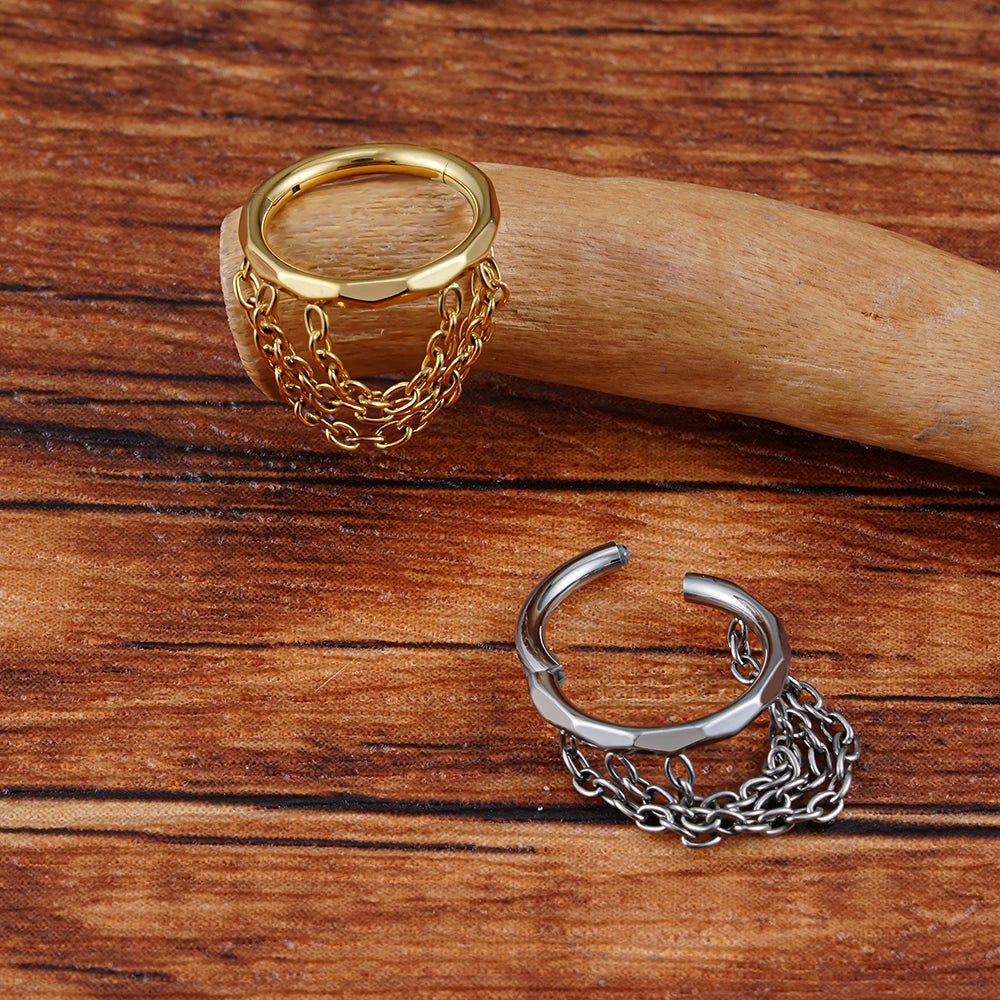 Conch ring with chains titanium 16G 10mm 12mm 8mm gold silver conch ea ...