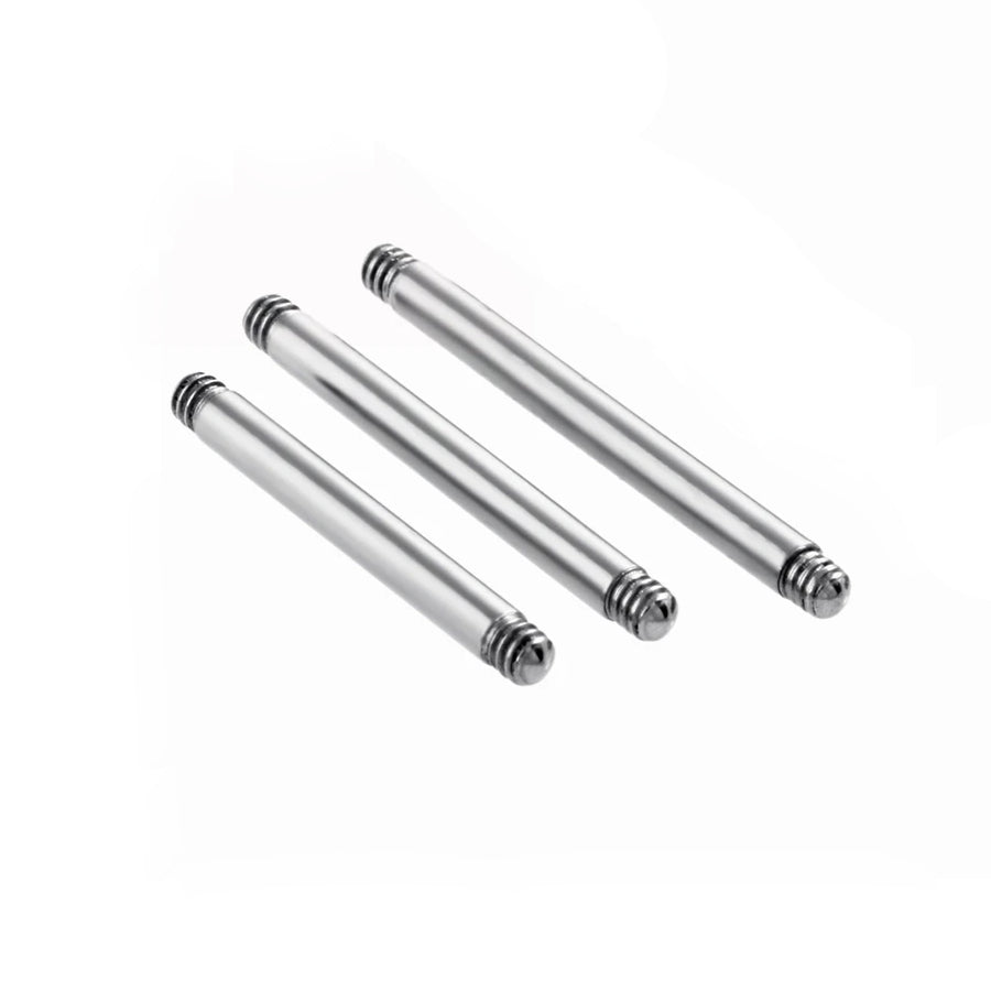 Straight barbell shafts externally threaded in silver 14G 16G 10 piece ...