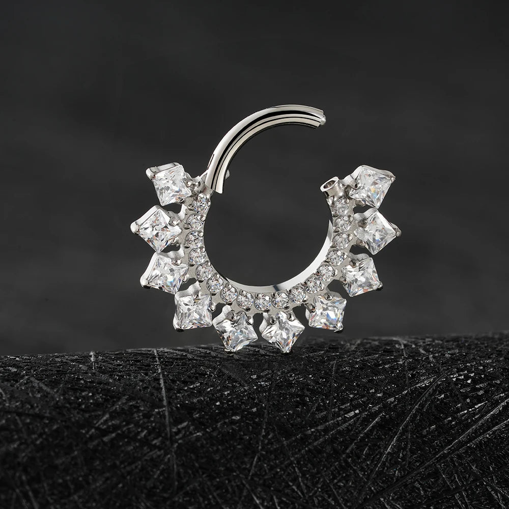 Unique septum ring with clear cz stones big septum ring – Ashley ...