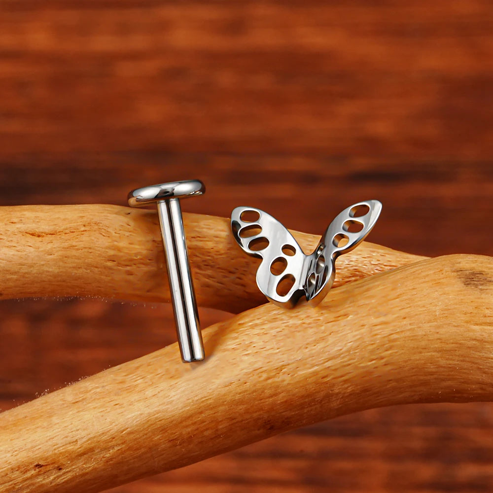 Butterfly helix earring cute and pretty titanium flatback piercing con ...