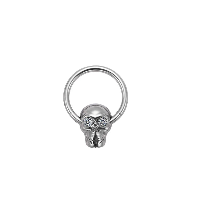 Skull nose ring in black silver gold pink green blue purple skull capt ...