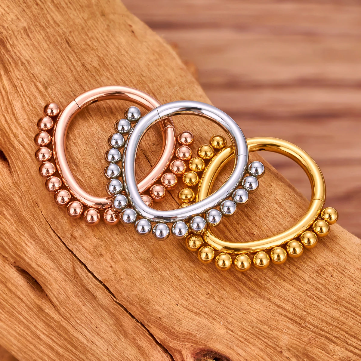 Titanium septum ring with a layer of dots 16G piercing hoop – Ashley ...